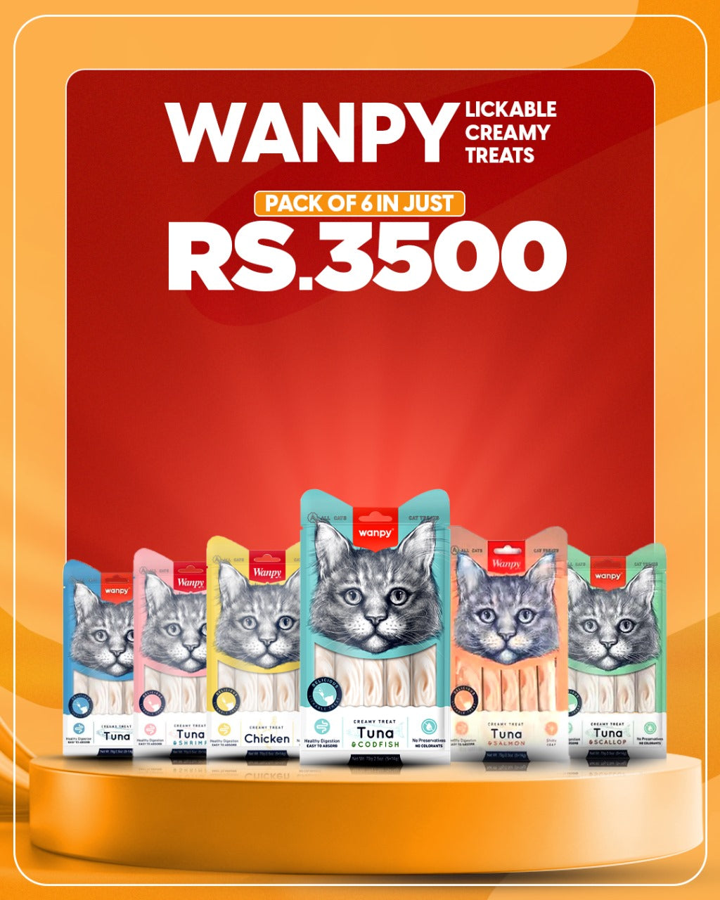 Pack of 6 Wanpy Lickable Creamy Treats (Mix Flavors) – Petmania
